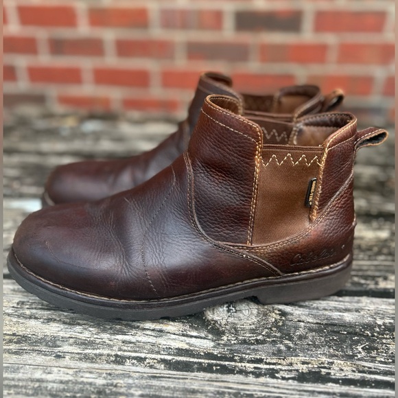 Cabela's | Shoes | Cabelas Slip On Brown Leather Goretex Boots W Vibram ...